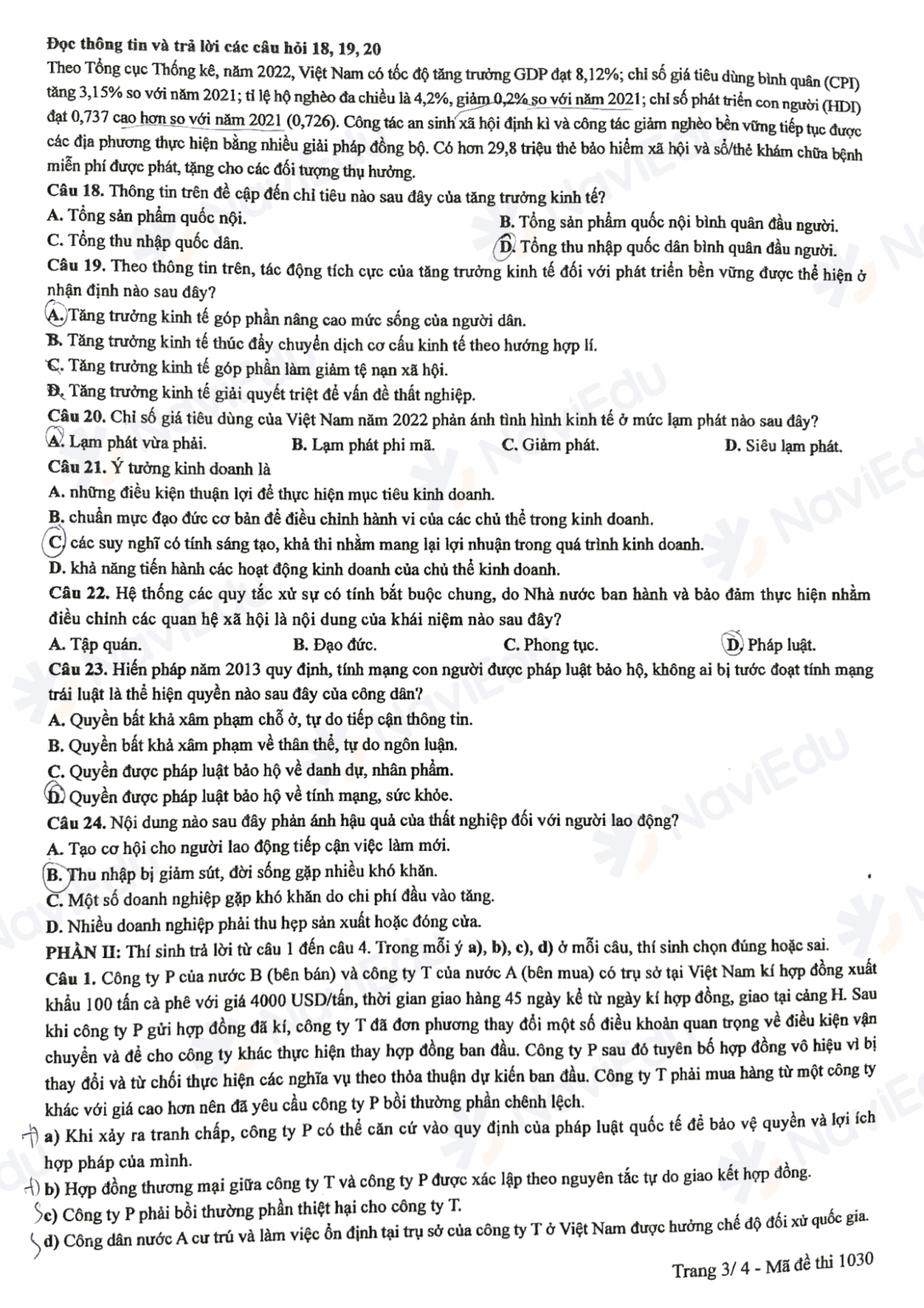 Đề thi và đáp án thi Tốt nghiệp THPT 2025 môn GDKT&PL (Full 48 mã đề ...