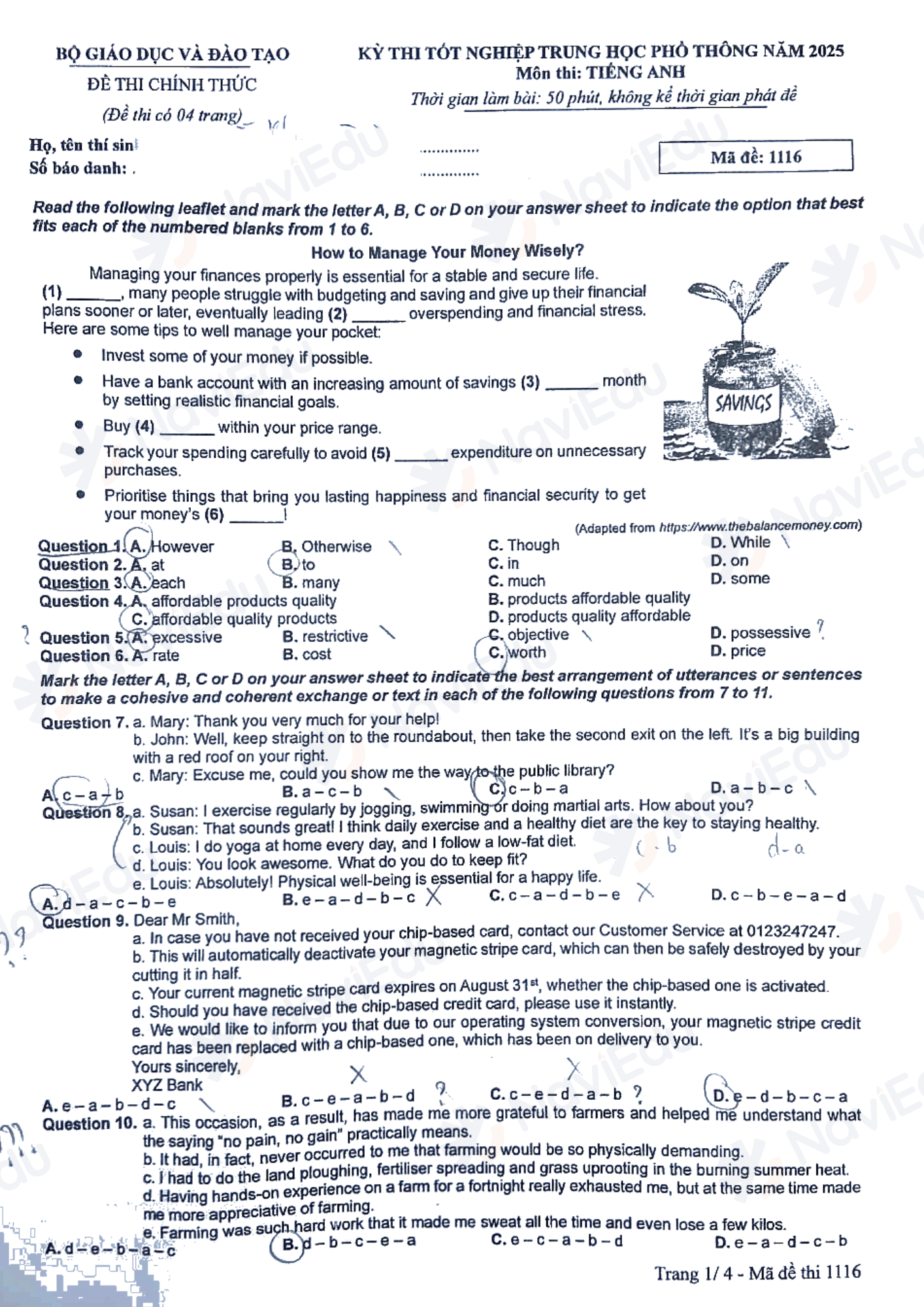 Đề thi và đáp án thi Tốt nghiệp THPT 2025 môn Tiếng Anh (Full 48 mã đề ...